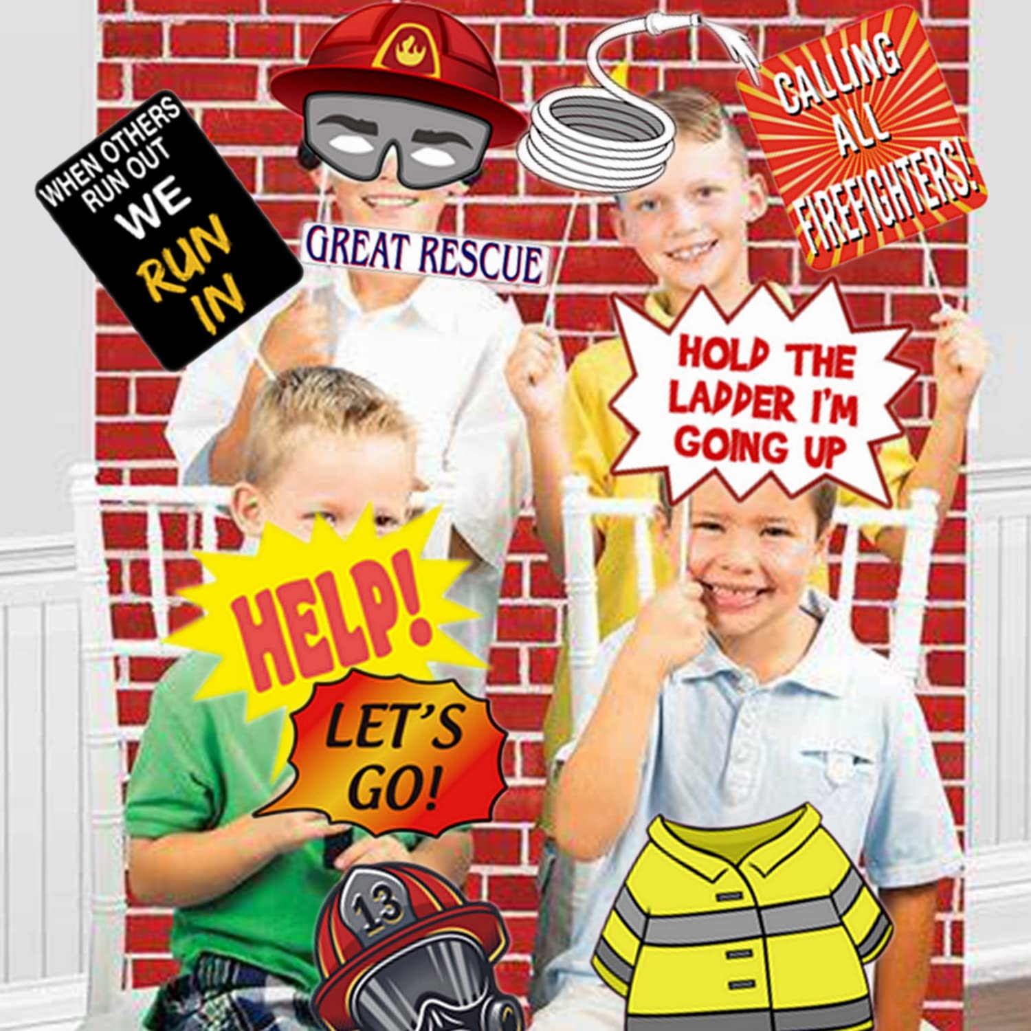 Buy YiiiGoood Fireman Firefighter Theme Photo Booth Props Funny Sayings ...