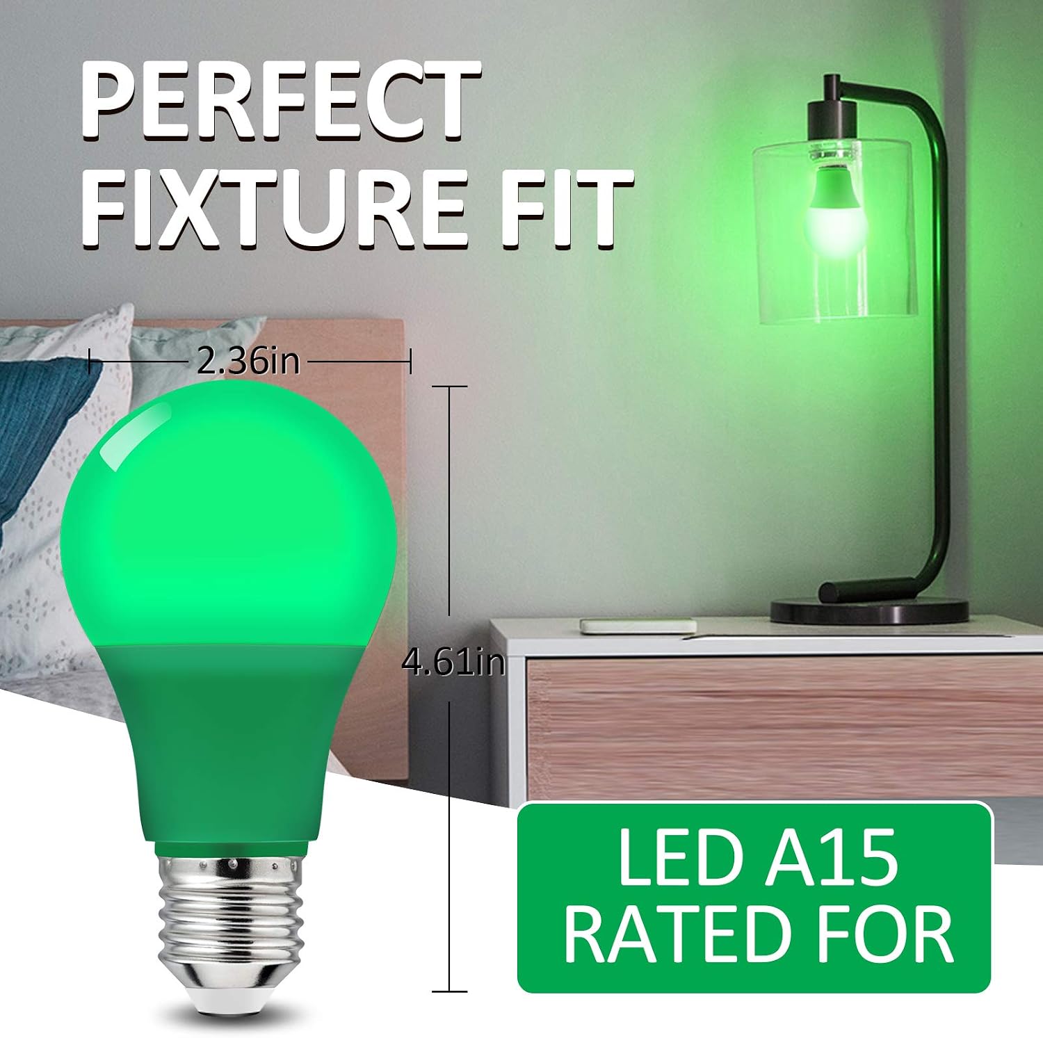 Bombillas LED A19 de color verde, 5 vatios (equivalente a 40W), base ...