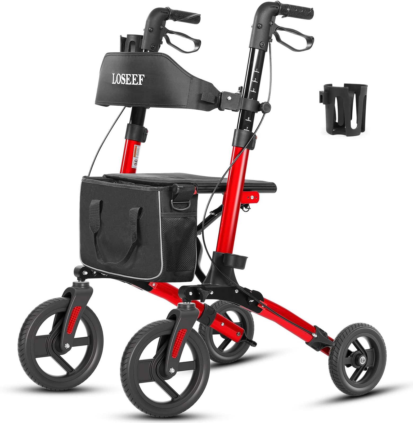 Amazon.com: Foldable Rollator Walker with 10” Front Rubber Wheels, All ...