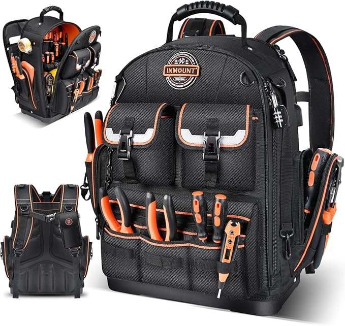Tool Bag Backpack, 89 Pockets & Loops Heavy Duty Tools Organizer Bags ...