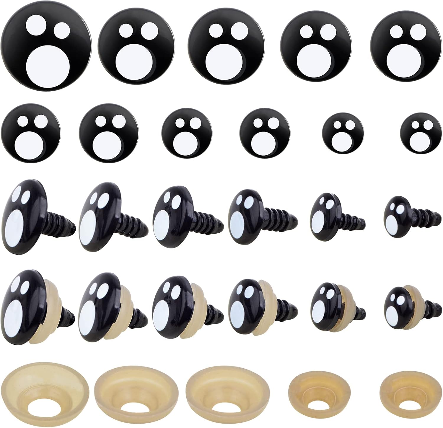 Amazon.com: 120pcs 6 Sizes Plastic Doll Eyes Black Stuffed Toy Crochet ...