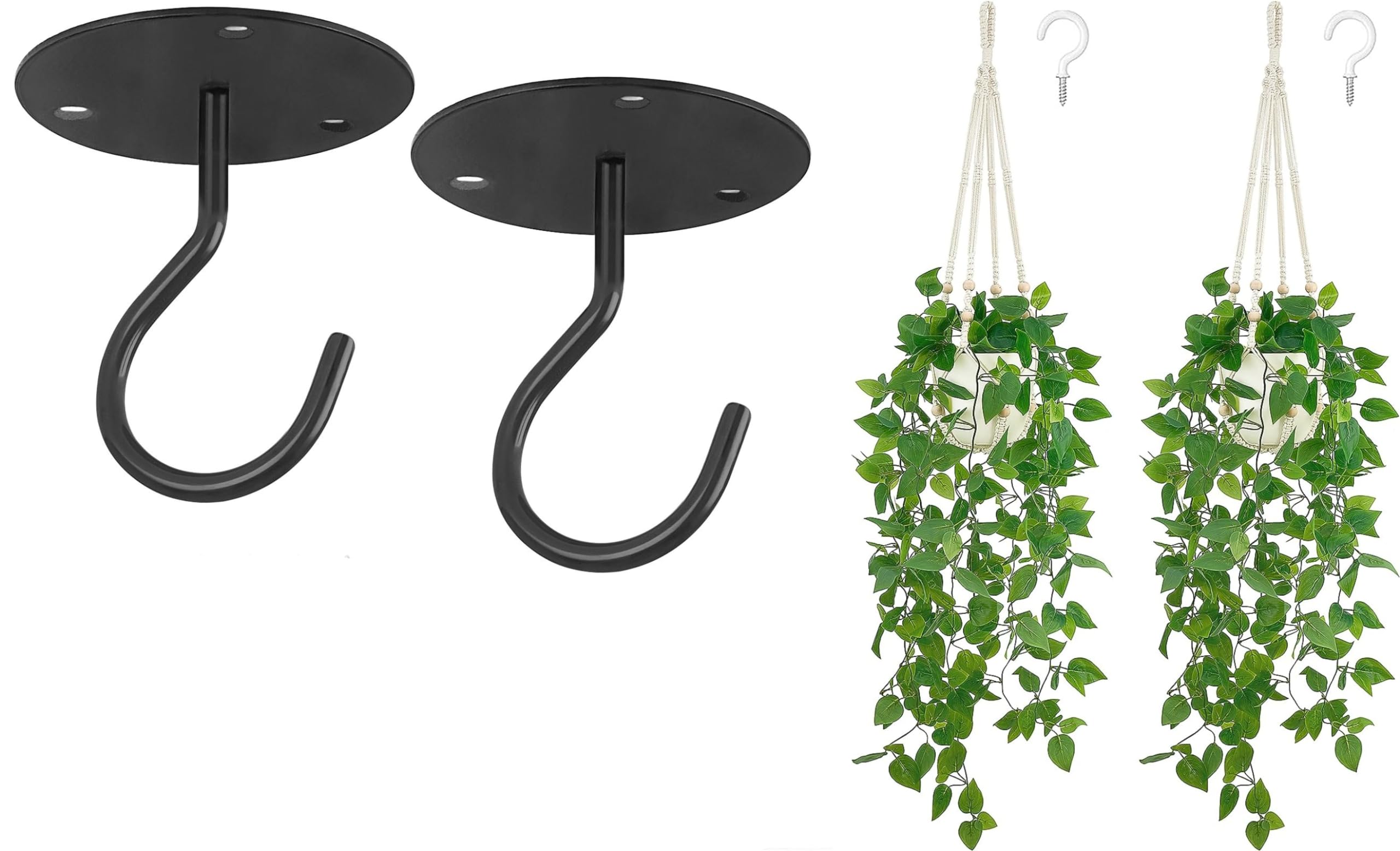 Amazon.com: Mkono 2 Packs Fake Hanging Plant with Pot and Ceiling Hooks ...