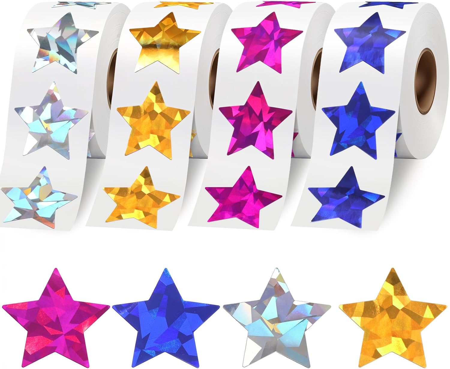 Amazon.com: 2000 PCS Holographic Star Stickers, Self Adhesive Metallic ...
