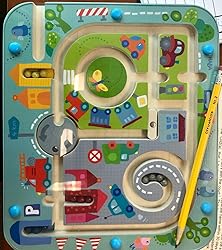 Amazon.com: HABA Busy Board for Toddlers 2-4: Town Magnetic Maze Puzzle ...