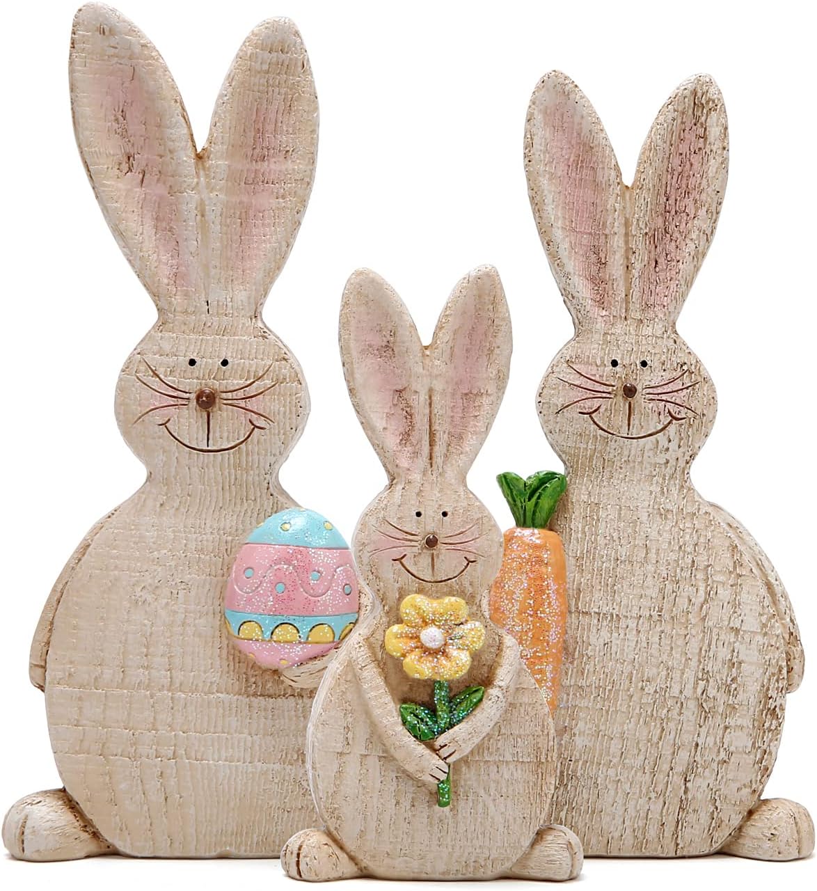Amazon.com: Hodao Set of 3 Easter Bunny Egg Decorations Spring Easter ...