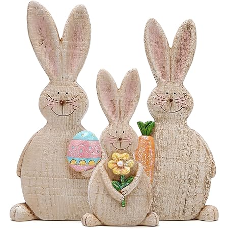 Amazon.com: Hodao Set of 3 Easter Bunny Decorations Spring Easter ...
