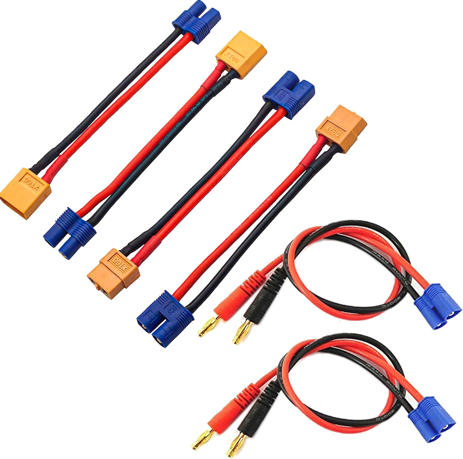 Amazon.com: XT60 to EC3 Plug Male Female Adapter & 2 Pack EC3 Connector Male to 4mm Banana ...