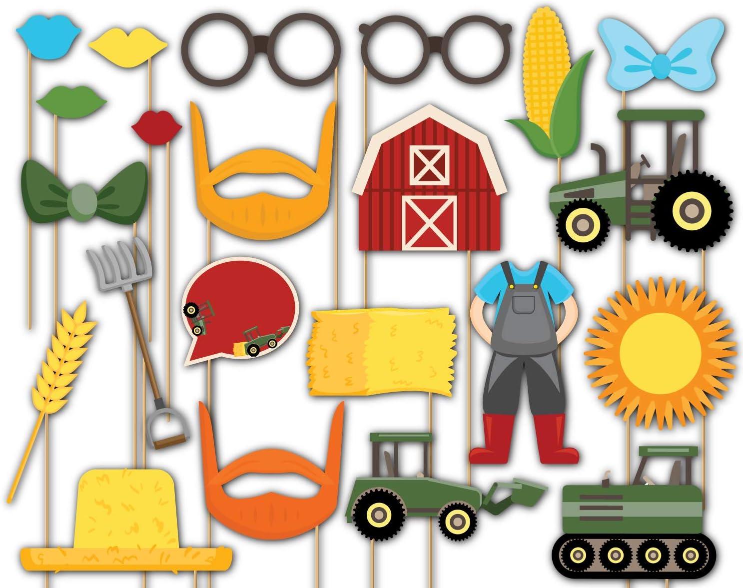 Amazon.com: Birthday Galore Farm Green Tractor Time Photo Booth Props ...