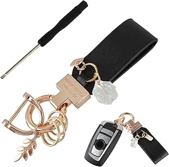 TIESOME Car Keychain, Universal Leather Key Fob Holder Car Metal Key ...