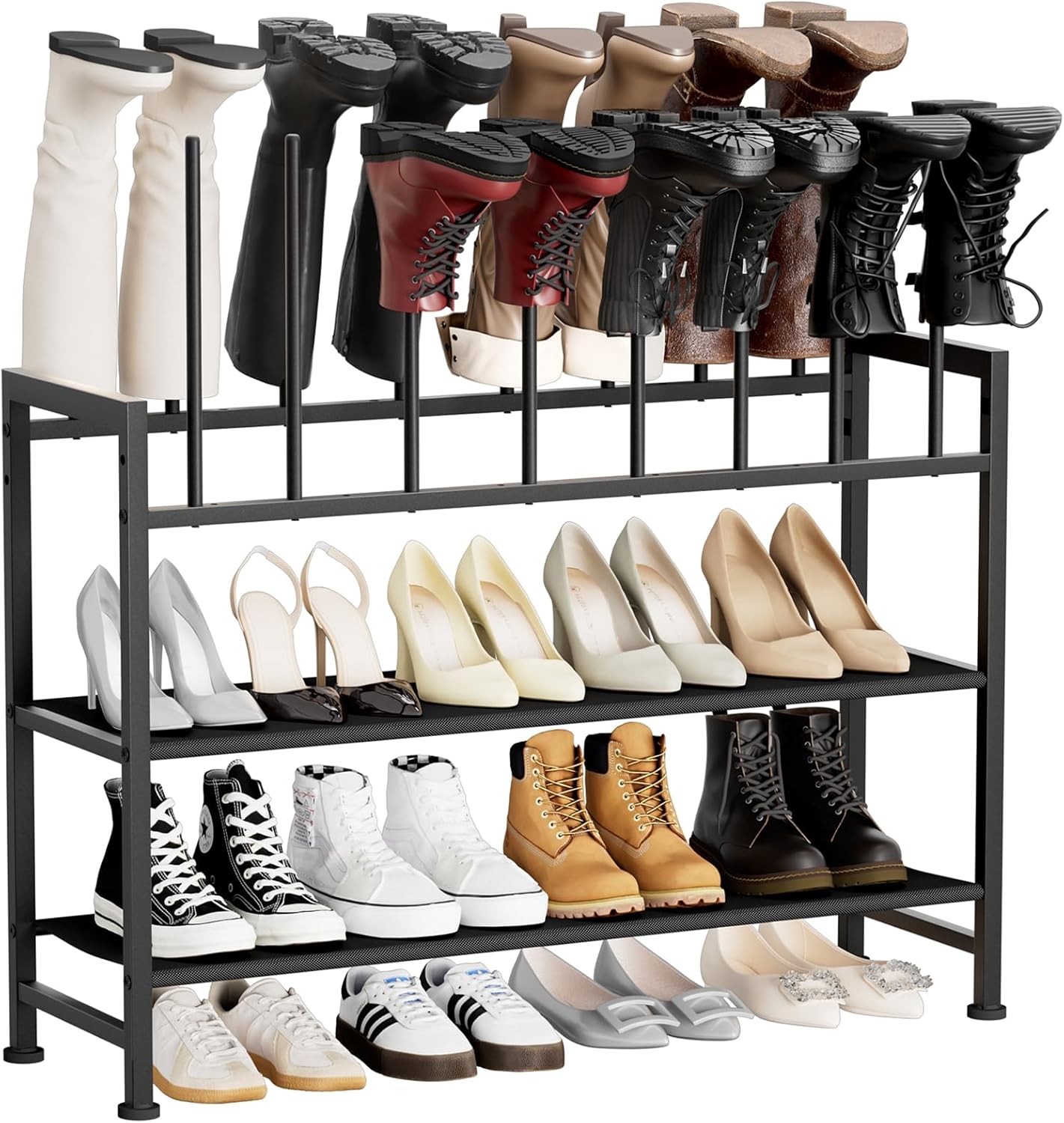 Amazon.com: DIMJ Boot Rack 4-Tier - Black Metal Boot Storage Rack for ...
