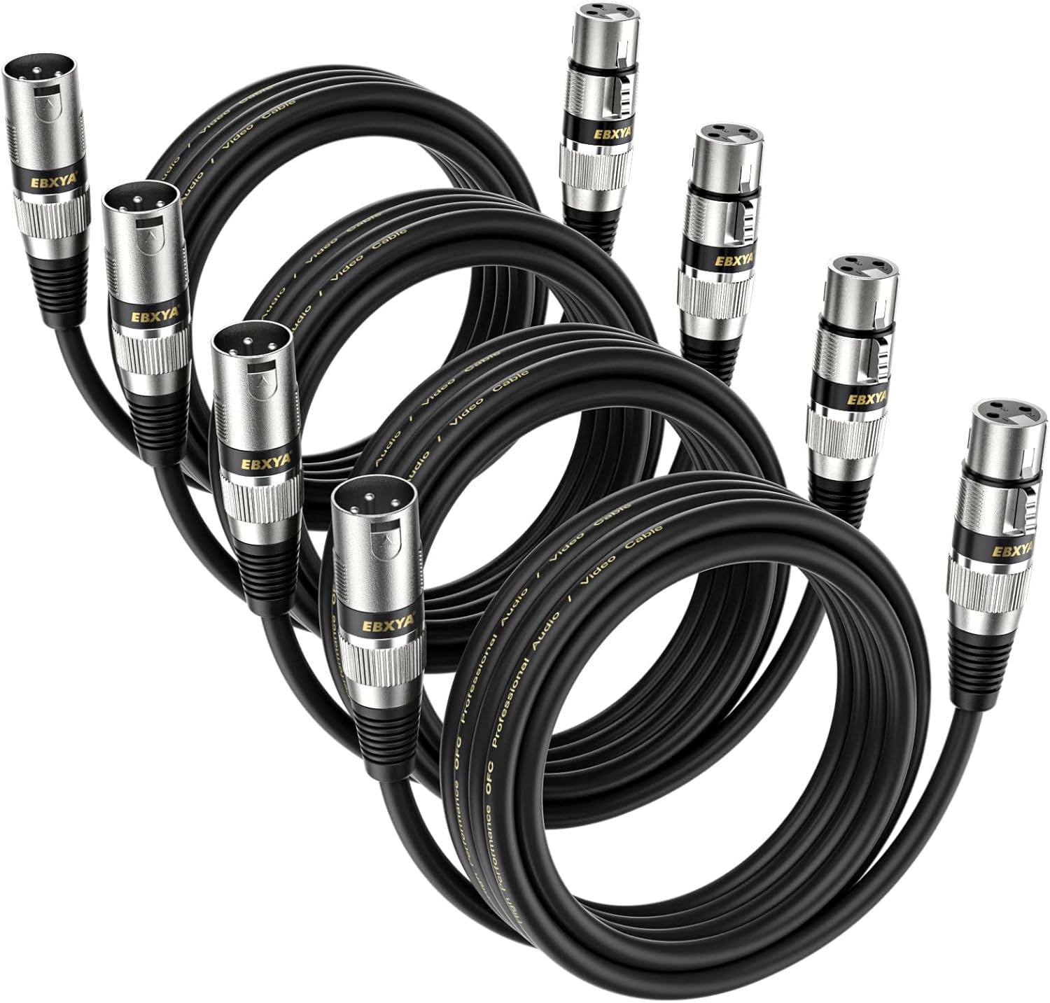 EBXYA XLR Cable Microphone Cable 3M 4 Packs Balanced Male to Female XLR ...
