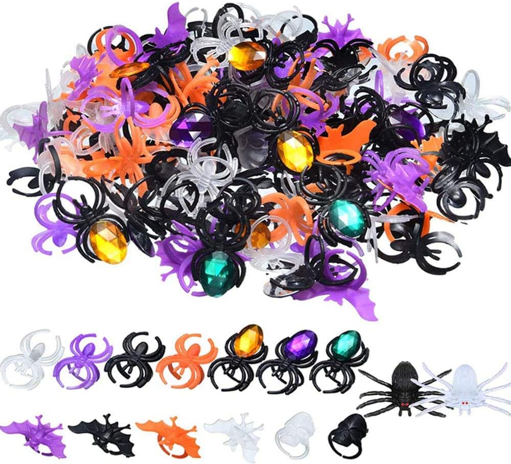 Amazon.com: Halloween Spider Ring Skull Bat Ring Spider Party Favors ...