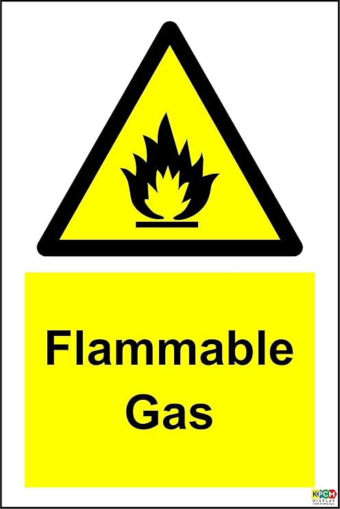 Warning Flammable Gas Safety Sign - 1.2mm Rigid Plastic 300mm x 200mm ...
