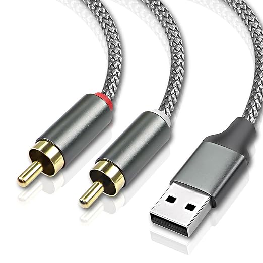 MEIRIYFA USB to 2RCA Audio Cable, USB 2.0 to 2RCA Male 2 Phono ...