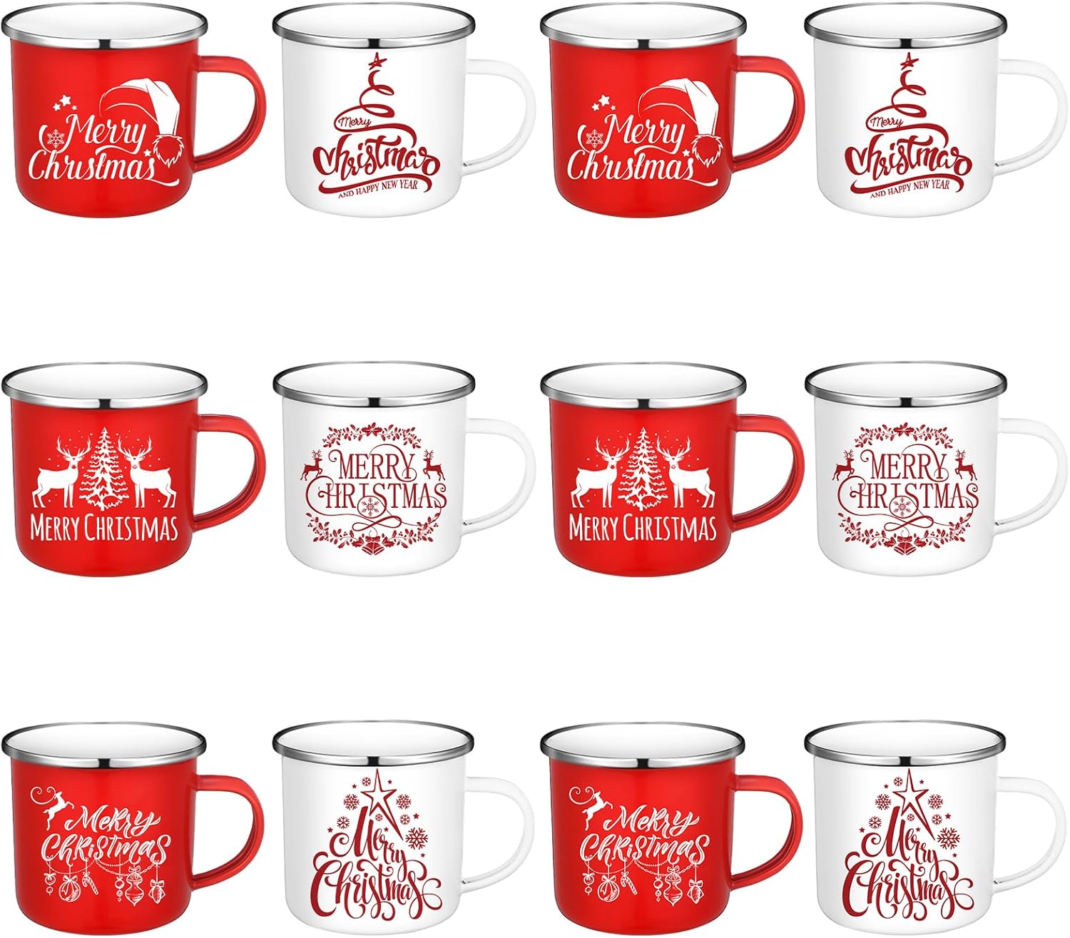 Amazon.com: Uiifan 12 Pieces Christmas Holiday Coffee Mugs with ...