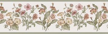 Brewster 418B226 Borders and More Greenery Floral Wall Border, 6.875 ...