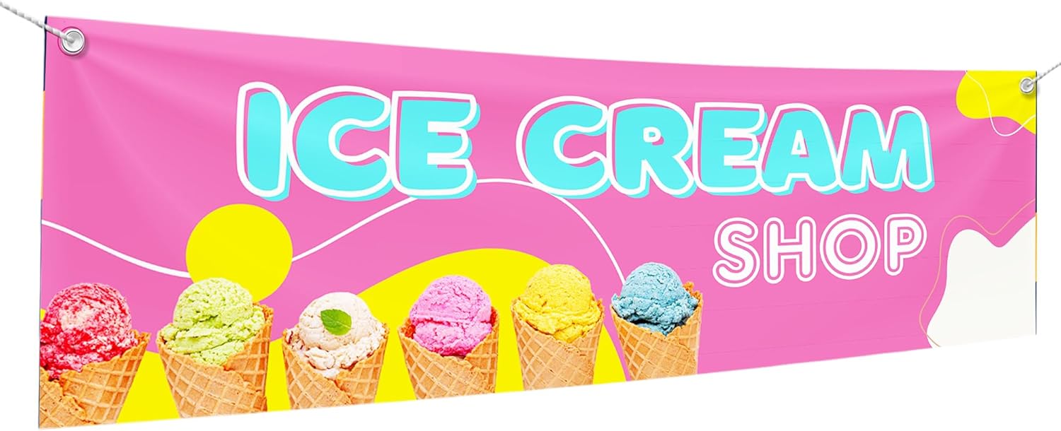 Amazon.com: Ice Cream Shop Large Banners and Signs for Outdoor by Mavis ...
