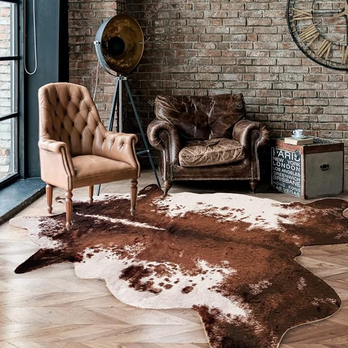 Amazon.com: Faux Fur Cowhide Rug 5 x 6.6 ft, Cow Print Area Rug Cute ...
