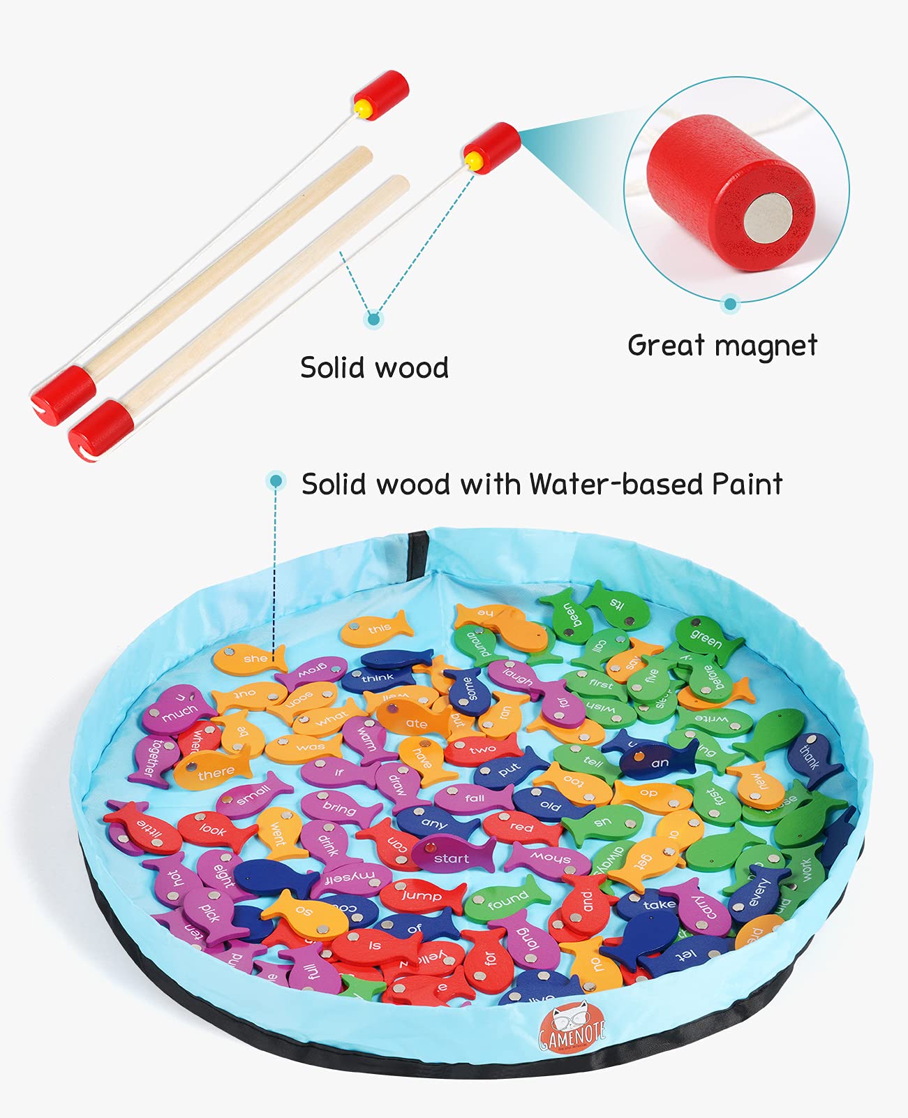 Gamenote Sight Words Wooden Magnetic Fishing Game 223 Pieces Phonic gamenote-sight-words-wooden-magnetic-fishing-game-223-pieces-phonic
