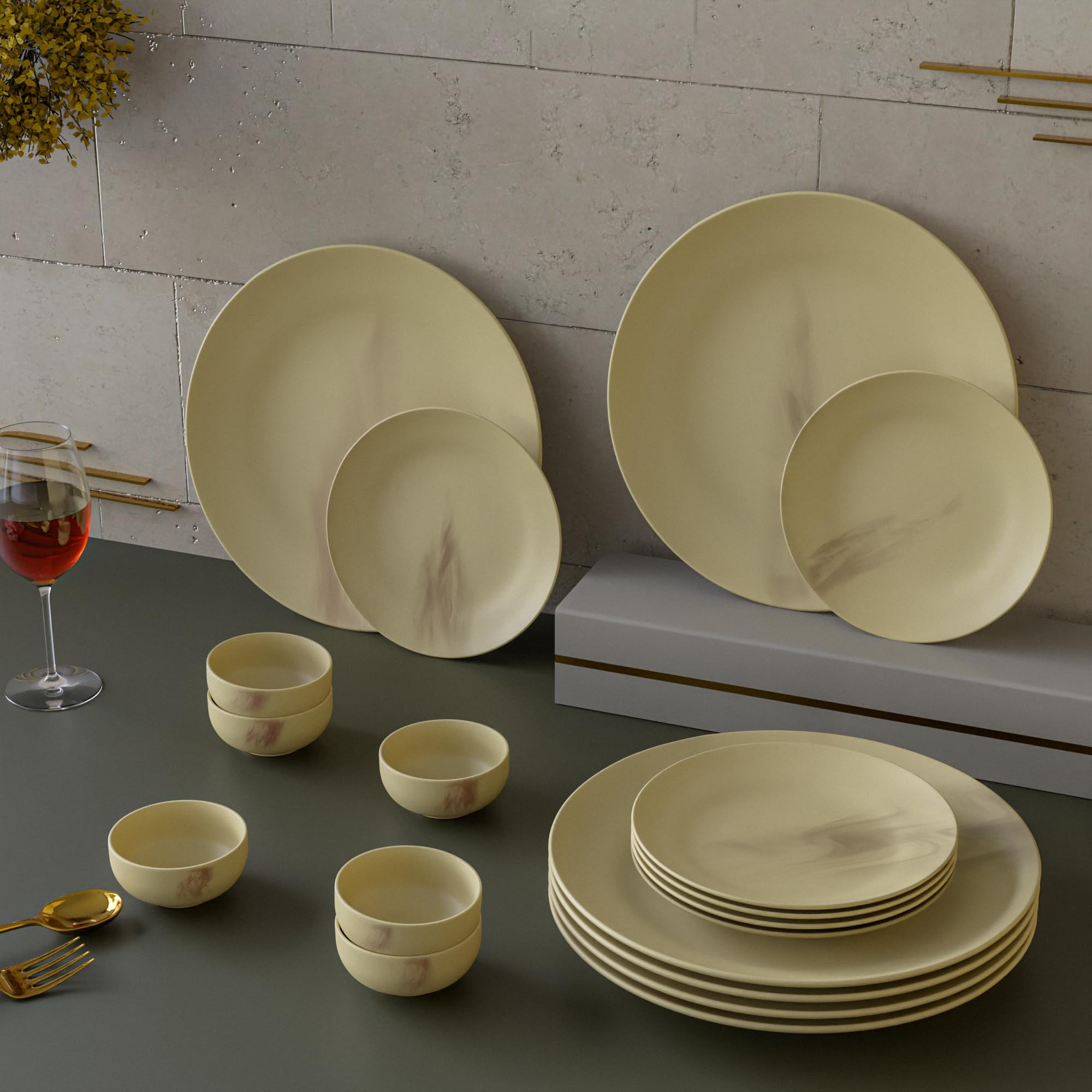 Buy The Earth Store Ivory Italian Set of 18 Ceramic Dinner Set 6 Full ...