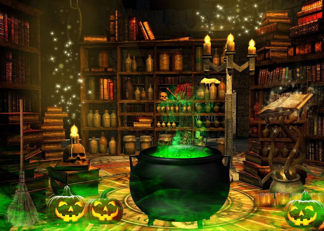 Amazon.com : Alltten 7X5FT Witch Backdrop Witches Kitchen Backdrop ...