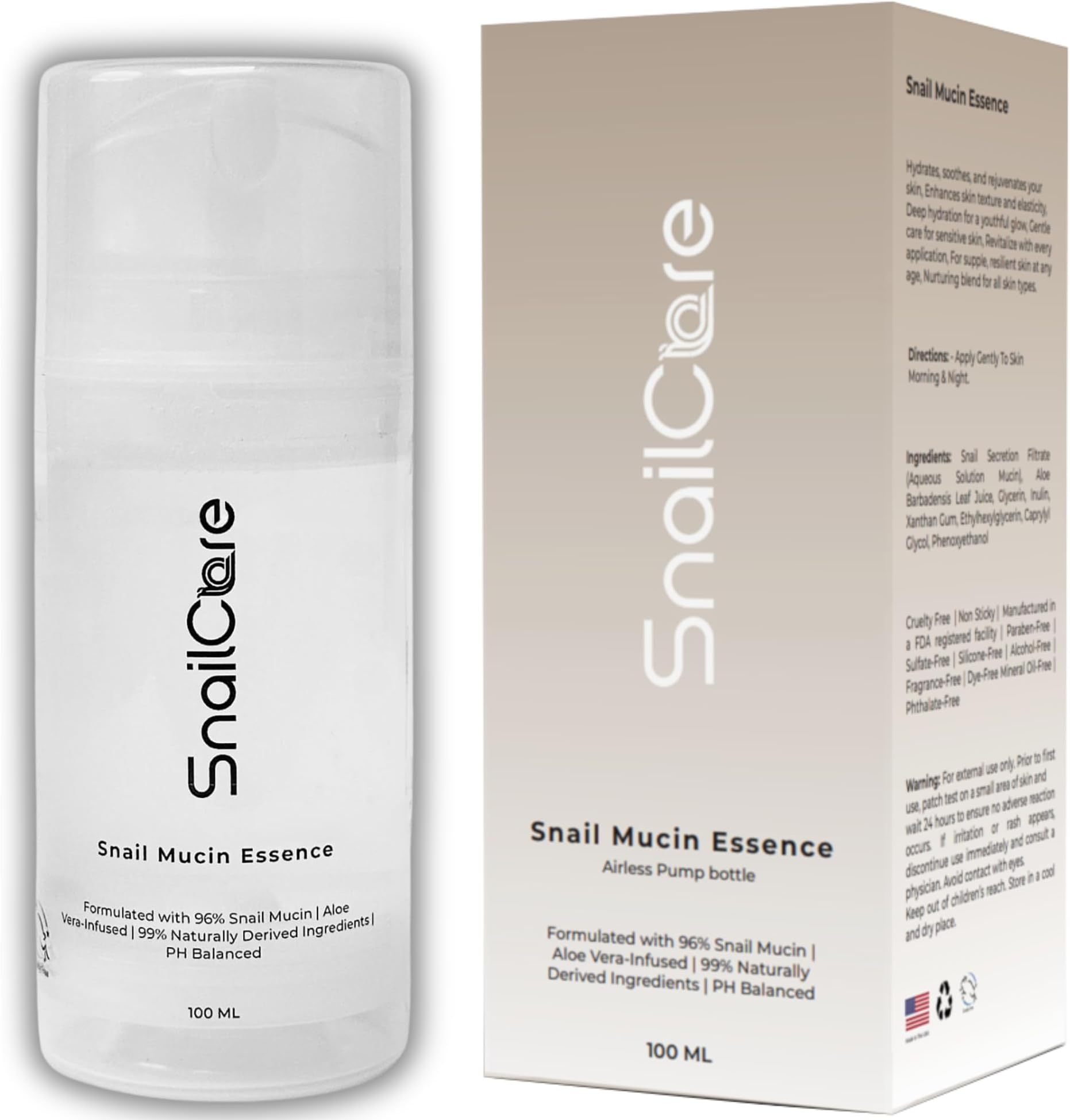 Amazon.com: Snail Mucin 96% Serum Essence with Aloe, High Concentration ...