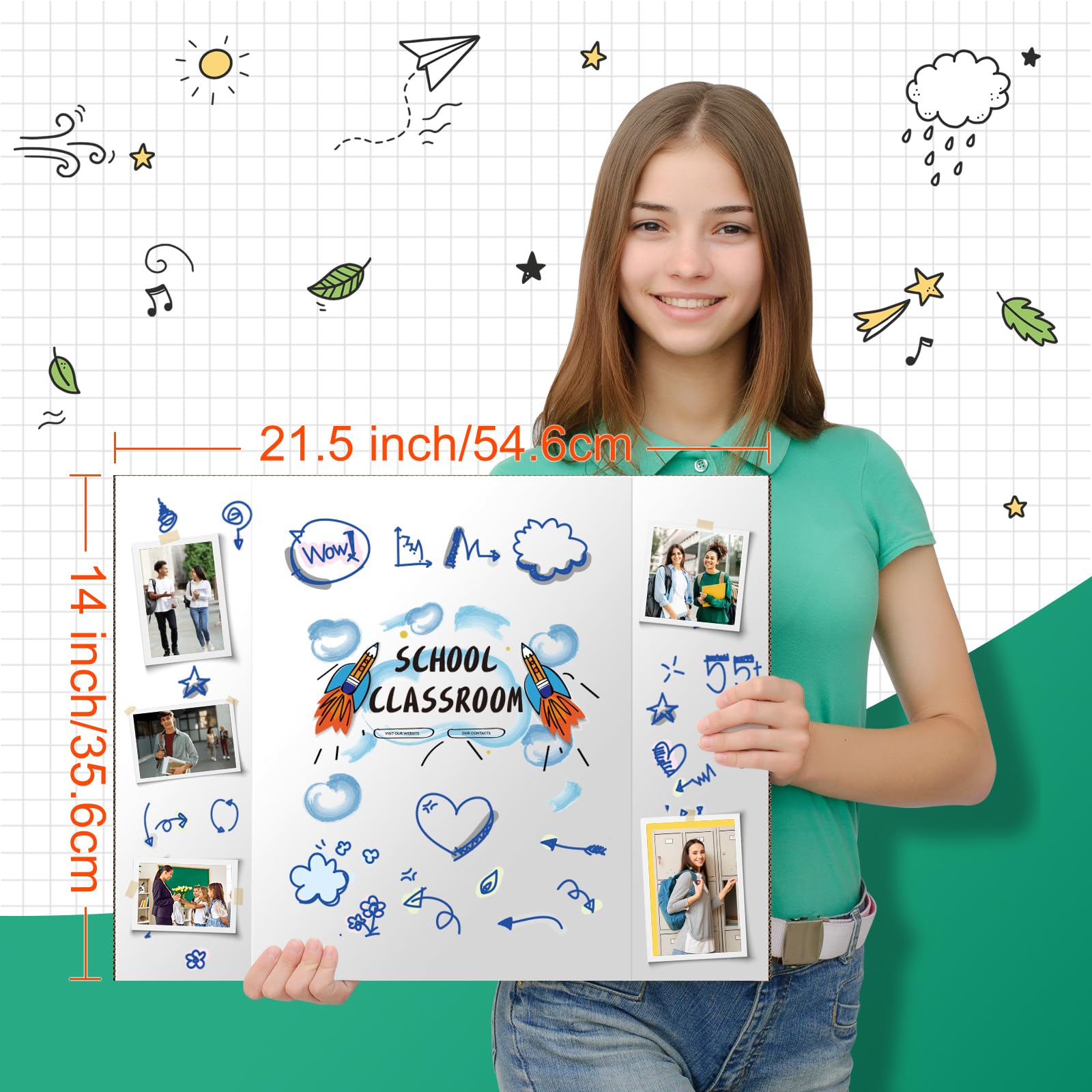 Snapklik.com : 4 Pack Trifold Poster Board For Kids, 21.5 X 14 Inch ...