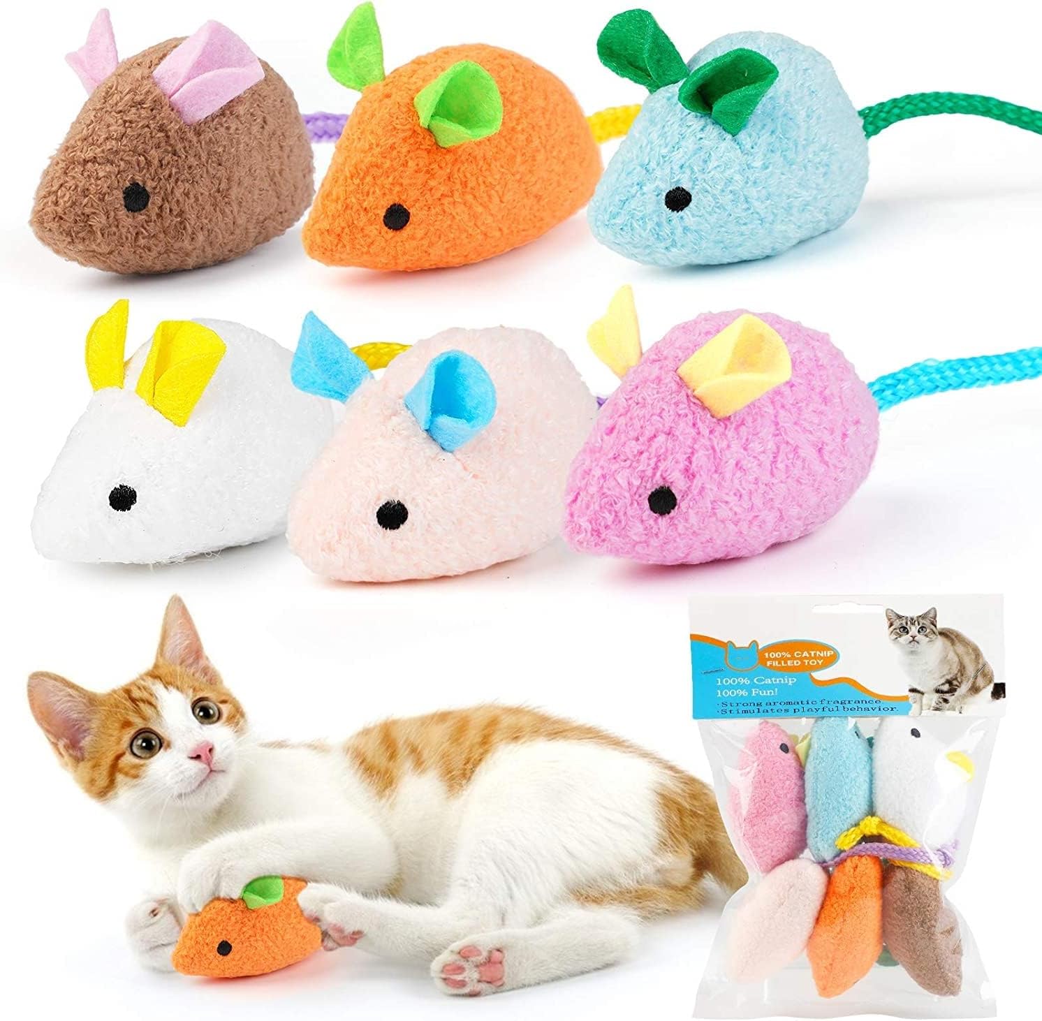 Buy RvPaws Mouse Toy - 6 Pieces Cats Mouse Plush Cat Toys Realistic ...