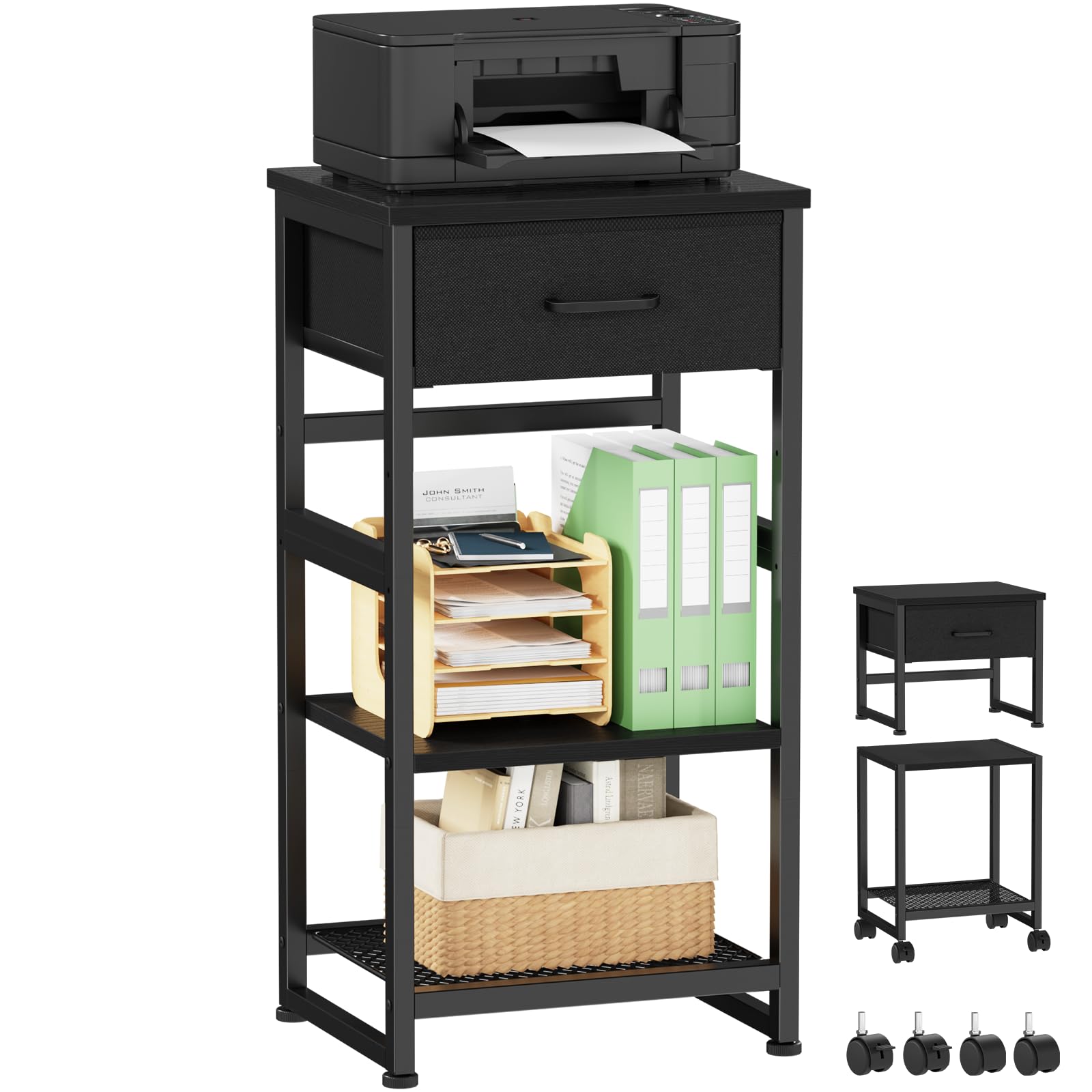 Amazon.com: Korfile 3 Tiers Printer Stand with Small Storage Drawer ...