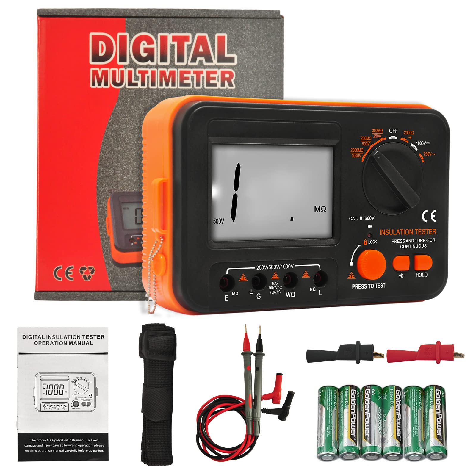 Snapklik.com : BTMETER Megohmmeter 1000V Insulation Resistance Tester ...