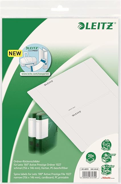 Amazon.com : Leitz Easyprint Spine Labels For Leitz Prestige 1022, 1027 ...