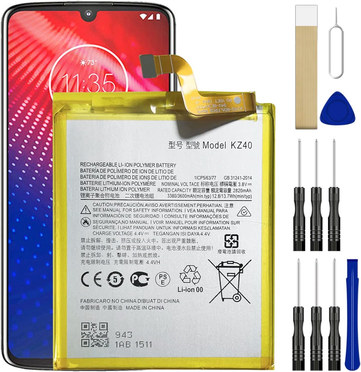 Amazon.com: DDONG PLUS KZ40 Battery Replacement [Upgraded] for Motorola ...