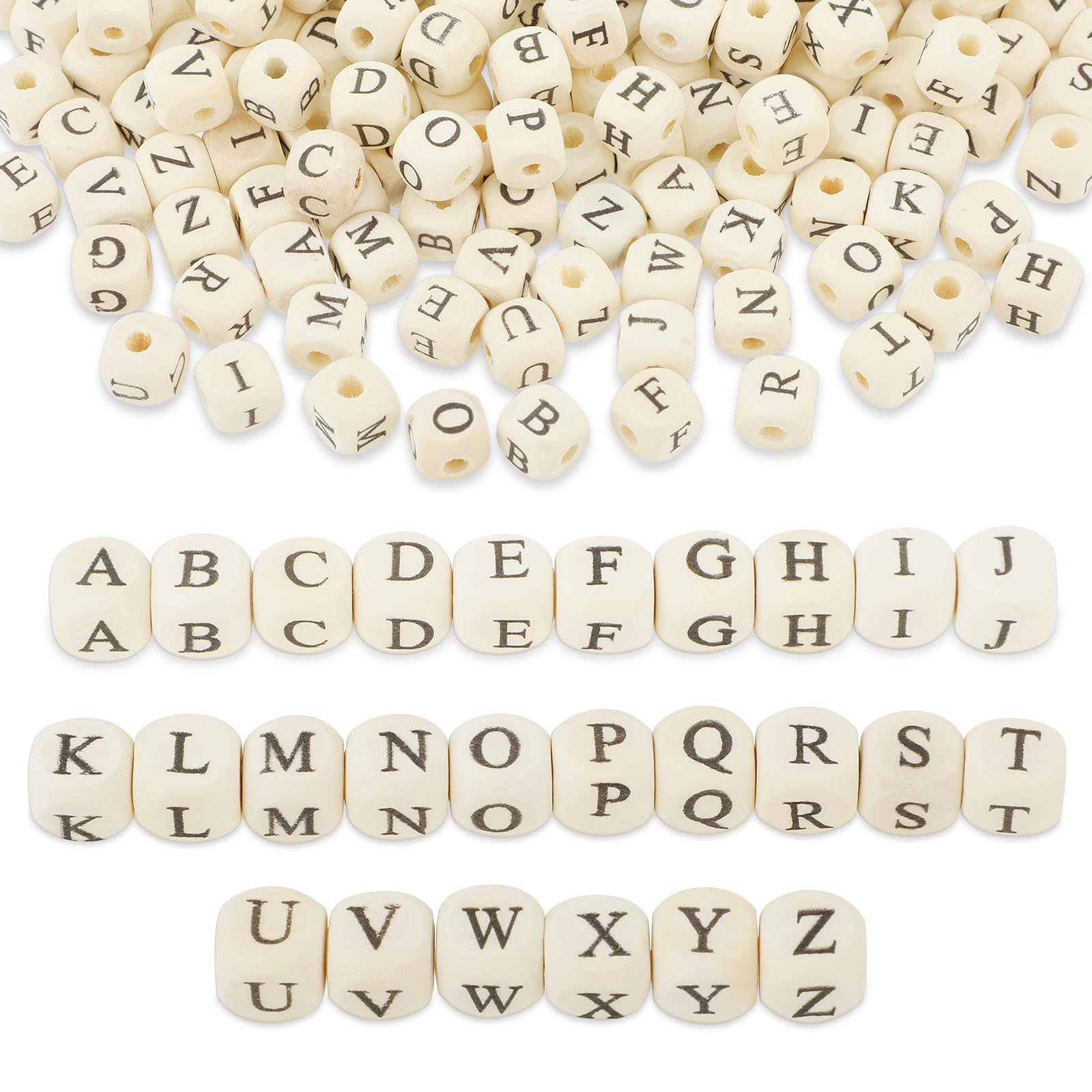 Amazon.com: 260 PCS Wood Letter Beads for Bracelets 10mm Square ...