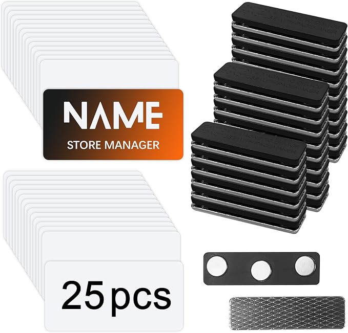 25 Pcs Metallic Aluminum Sublimation Name Tags - 1.5 x 3 Inch Magnetic ...