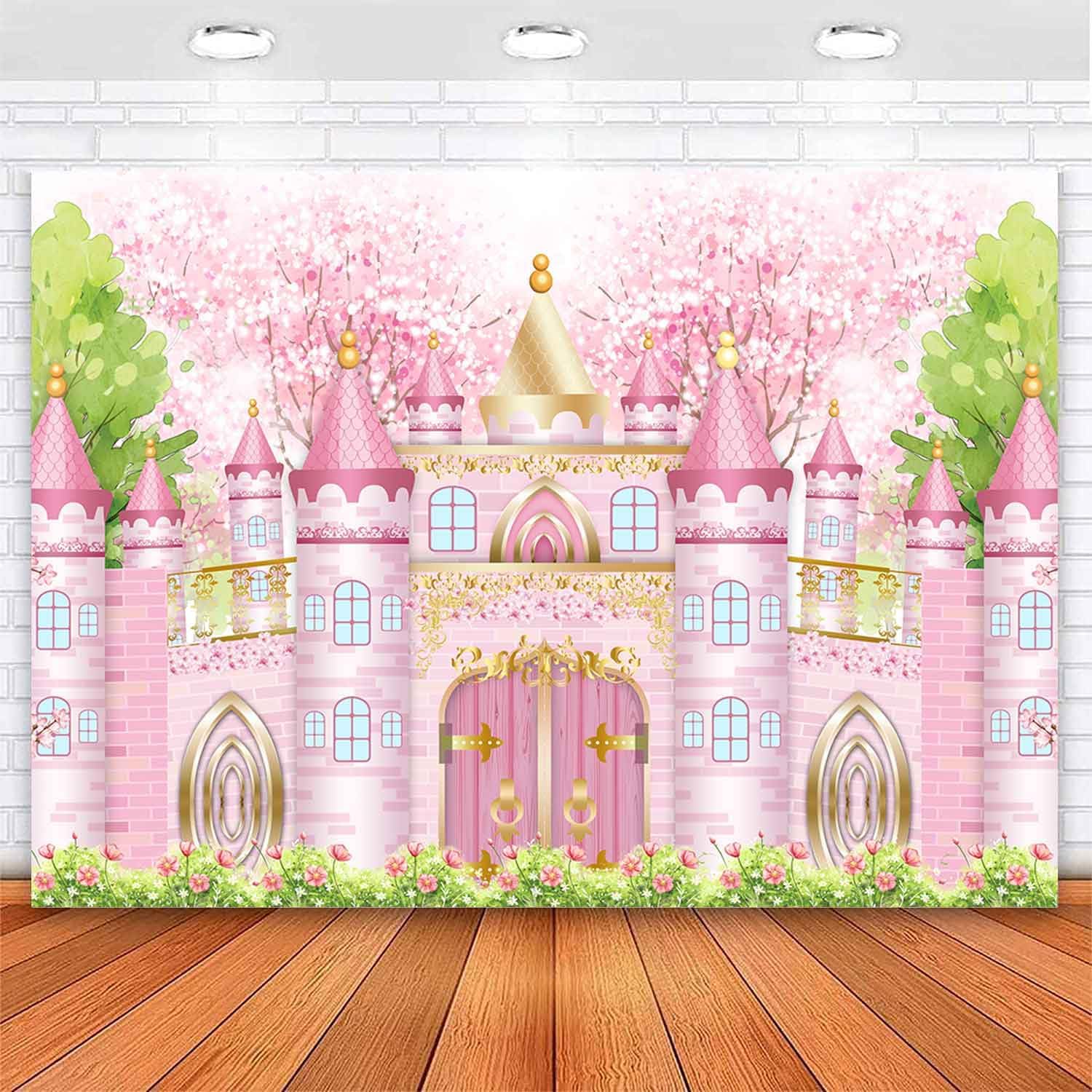 Amazon.com : Ayayiya Princess Castle Birthday Backdrop Pastel ...