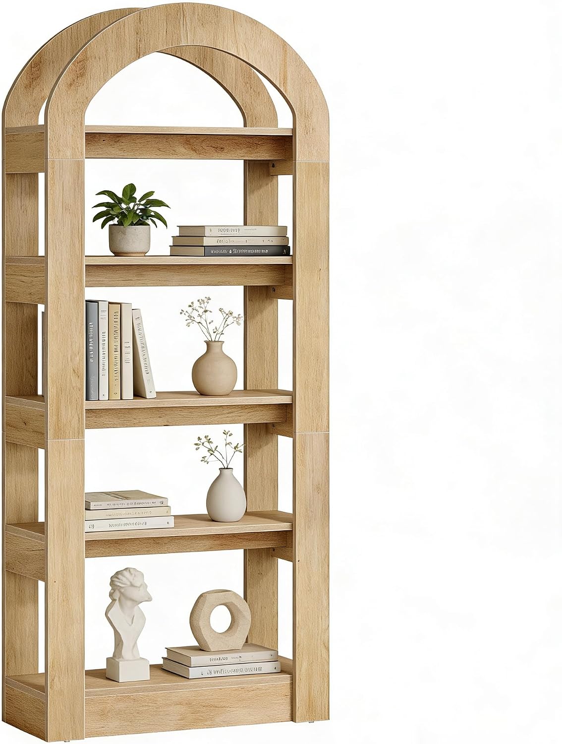 Amazon.com: 1Easylife 70.87” Tall Arched Bookshelf, Rustic Oak Bookcase ...
