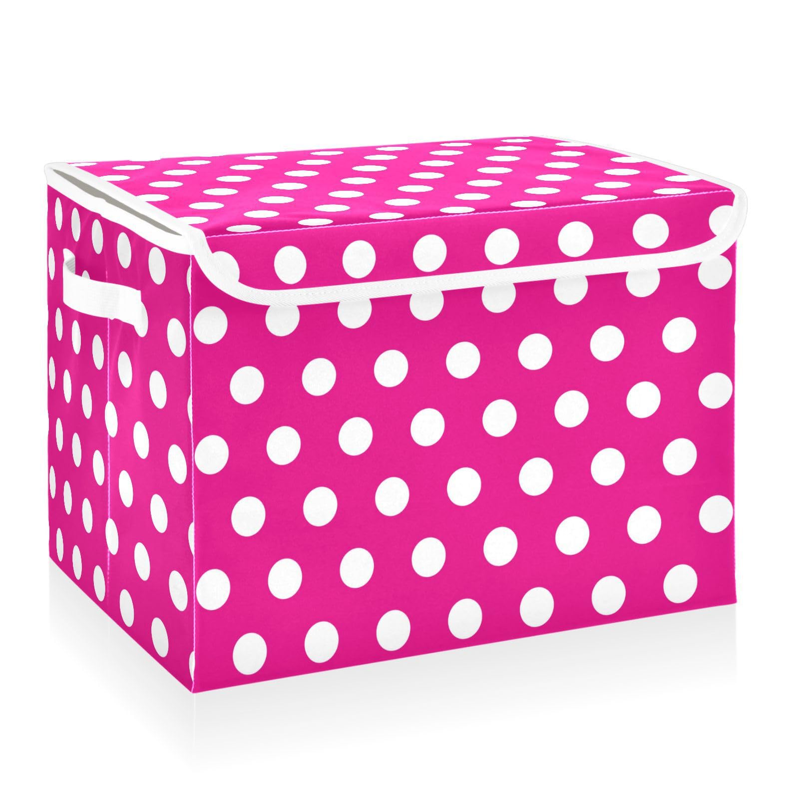 Amazon.com: CaTaKu Large Fabric Storage Bins With Lids,Hot Pink Polka ...