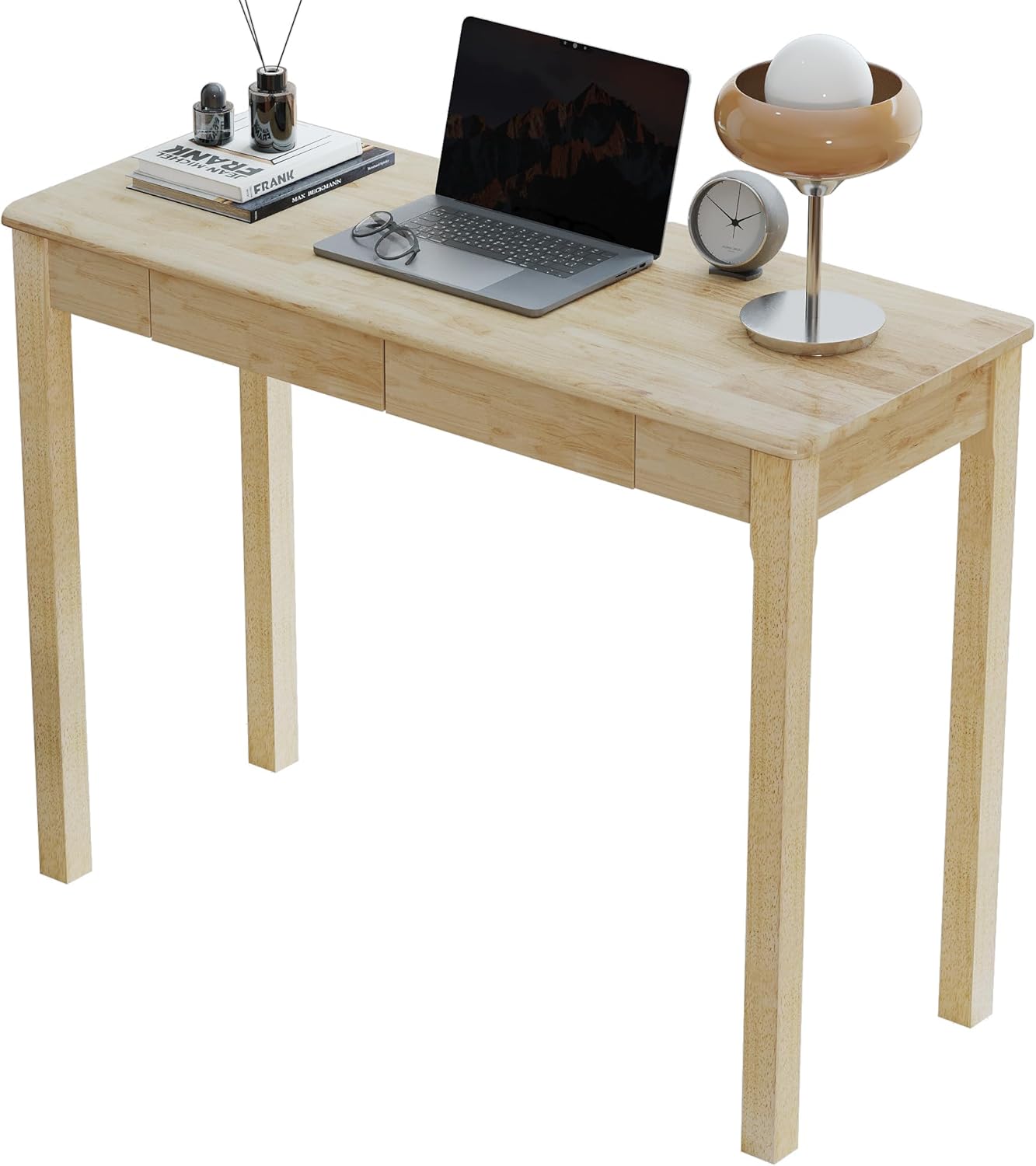 Amazon.com: ENPKLUTE Solid Wood Desk with Drawers - 39 x 16 Inch Narrow ...