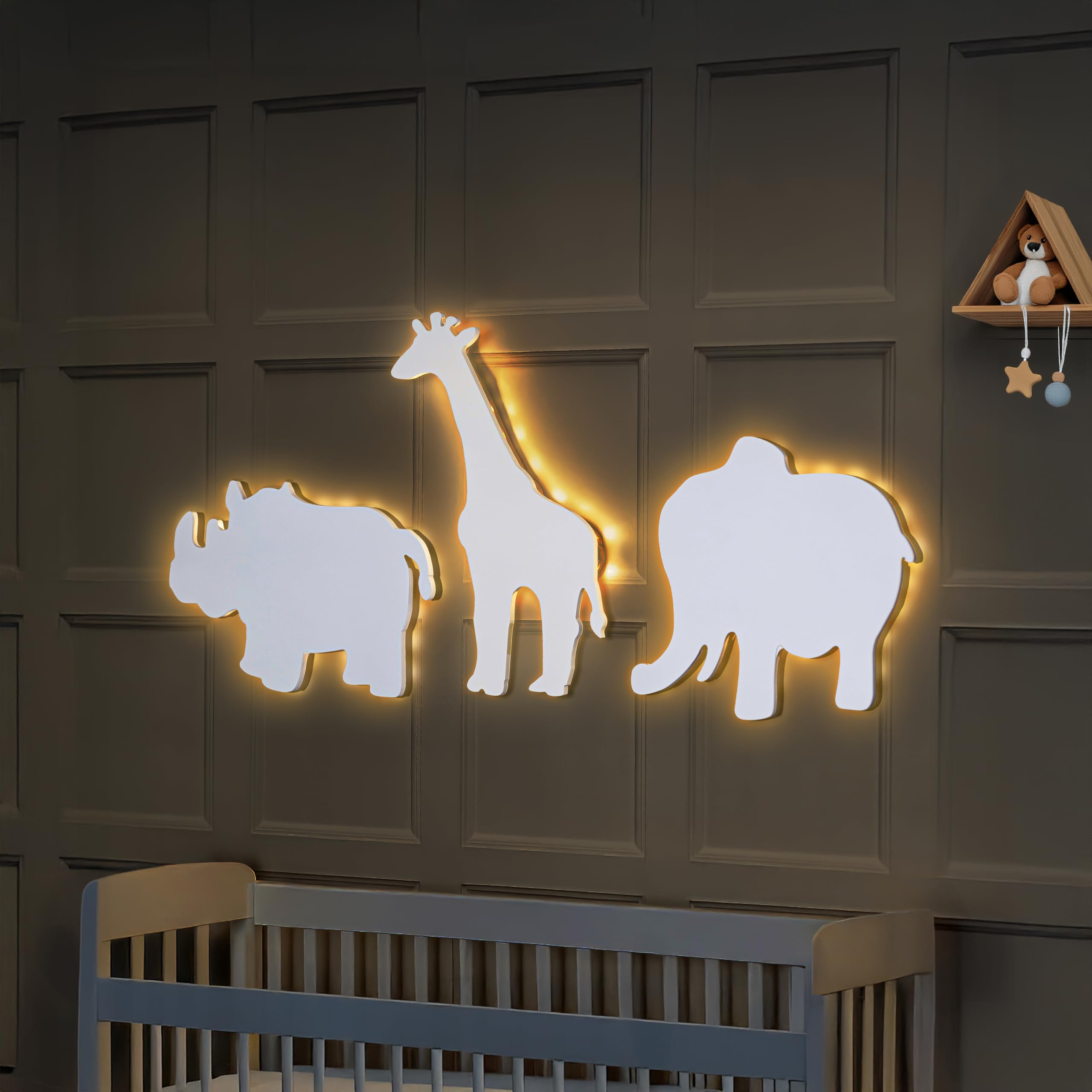 Lights4fun Set of 2 Rechargeable Backlit LED Cloud Wall Lights Children ...