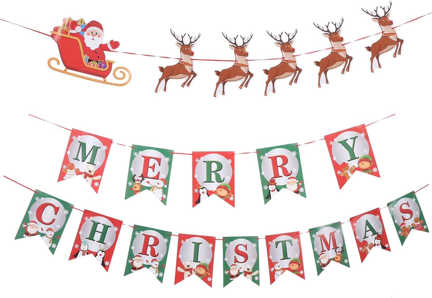Amazon.com: FARUTA Merry Christmas Hanging Pattern Buntings Santa Claus ...