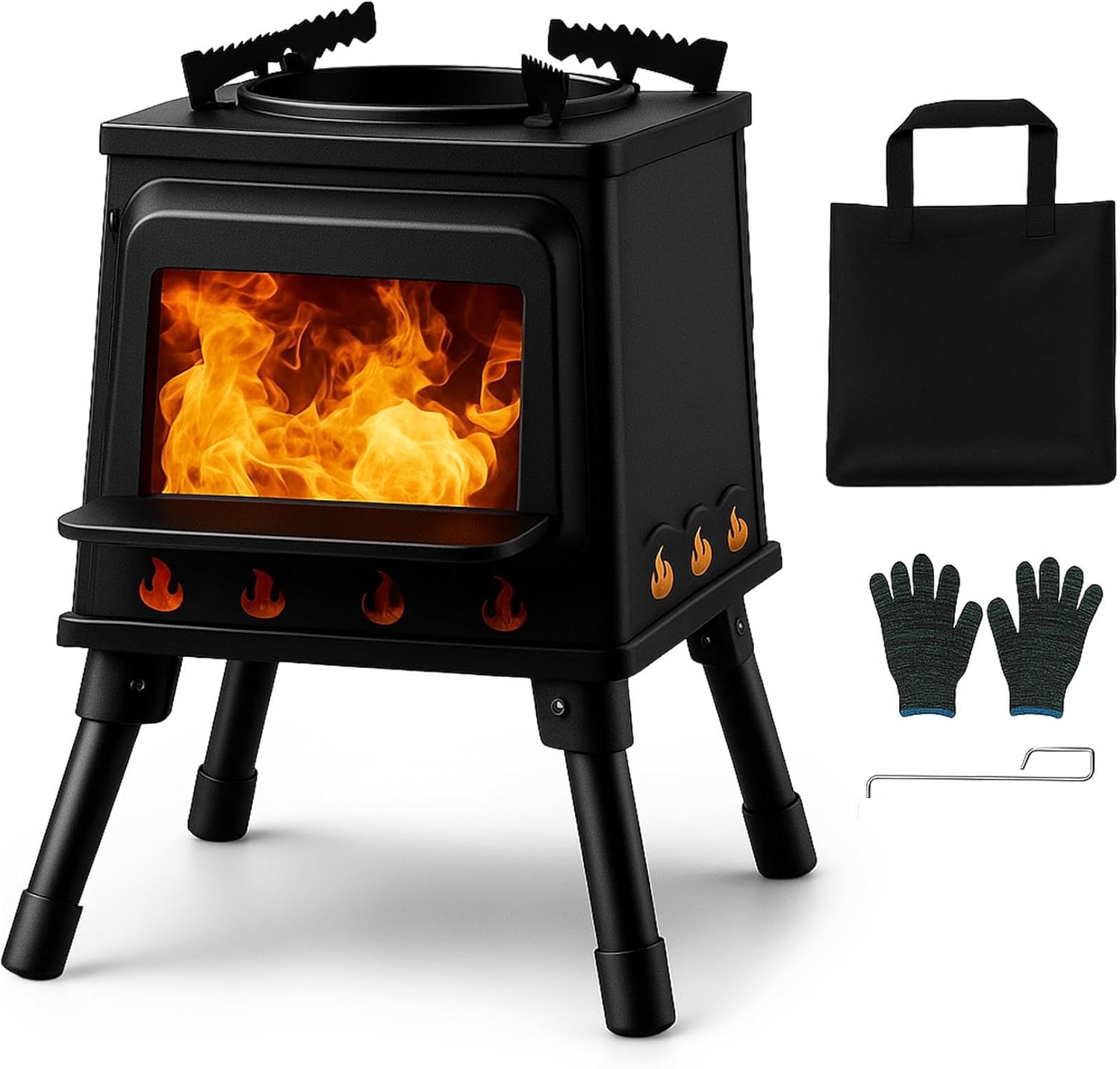 Amazon.com: Wood Camping Burning Stove Portable Folding Survival ...