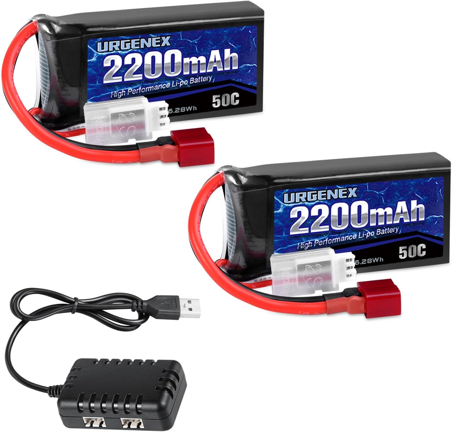 Amazon.com: URGENEX 7.4V 2200mAh Lipo Battery 50C(Burst 80C) High ...