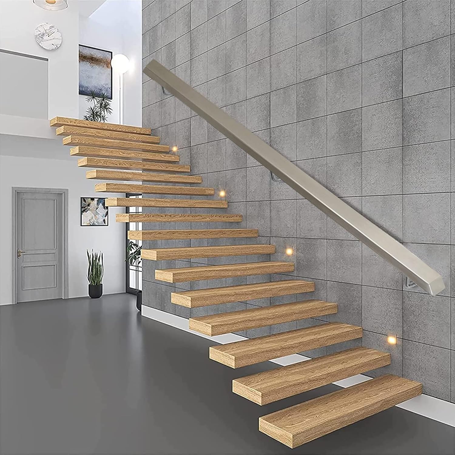 Amazon.com: Outdoor Indoor Handrail Wall Mount, Square Staircase Hand ...