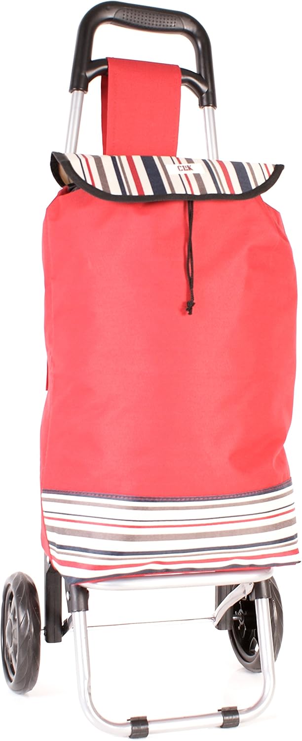 Amazon.com: HBY0030 Red Striped Two Wheeled Shopping Trolley - Sturdy ...