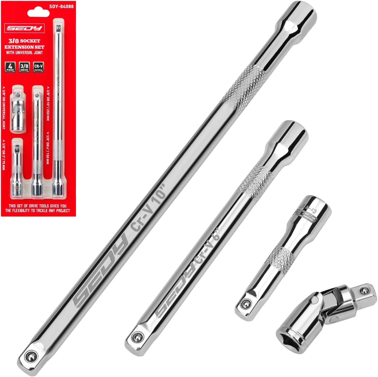 4-Piece 3/8" Drive Socket Extension Bar Set, Professional Socket ...