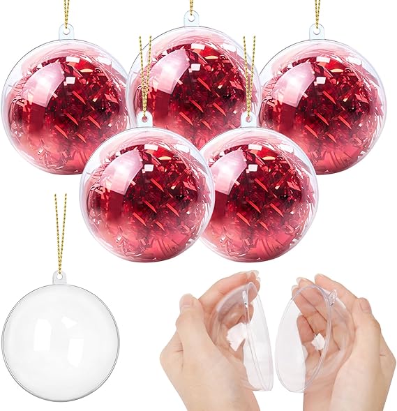 YONTINY 20pcs Clear Christmas Baubles - 8cm Plastic Empty Ornaments to ...
