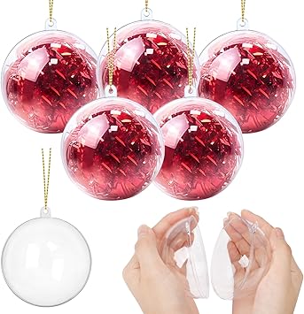 YONTINY 20pcs Clear Christmas Baubles - 8cm Plastic Empty Ornaments to ...
