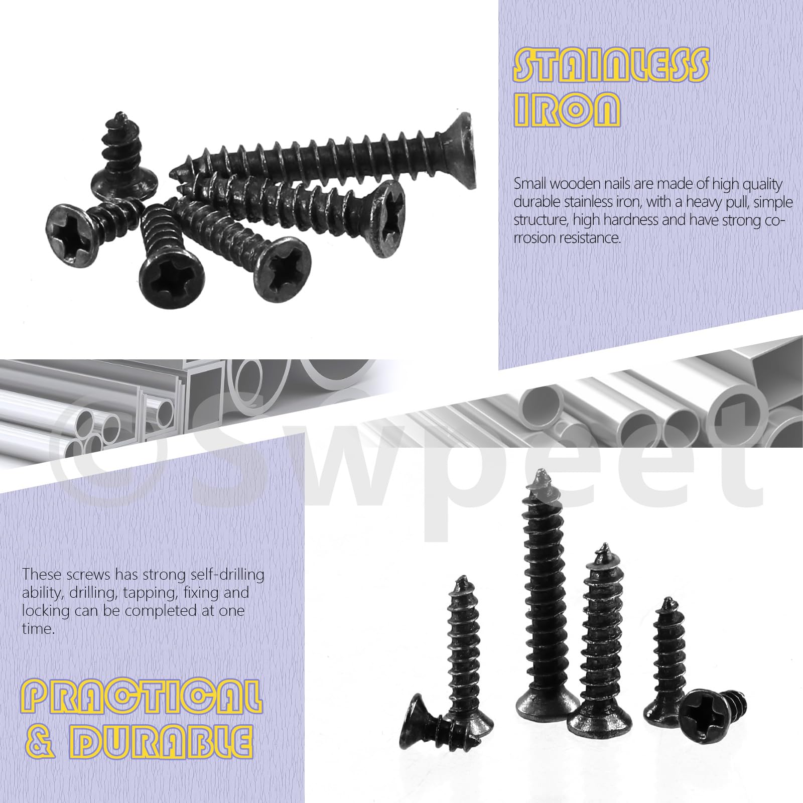 Gold Black Silver Micro Screws 1600pcs Small Screw Assortment - 2mm ...