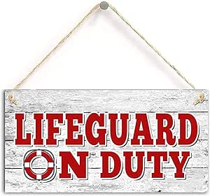 Amazon.com: Lifeguard ON Duty Sign Swimming Pool Sign Home Decor Wood ...