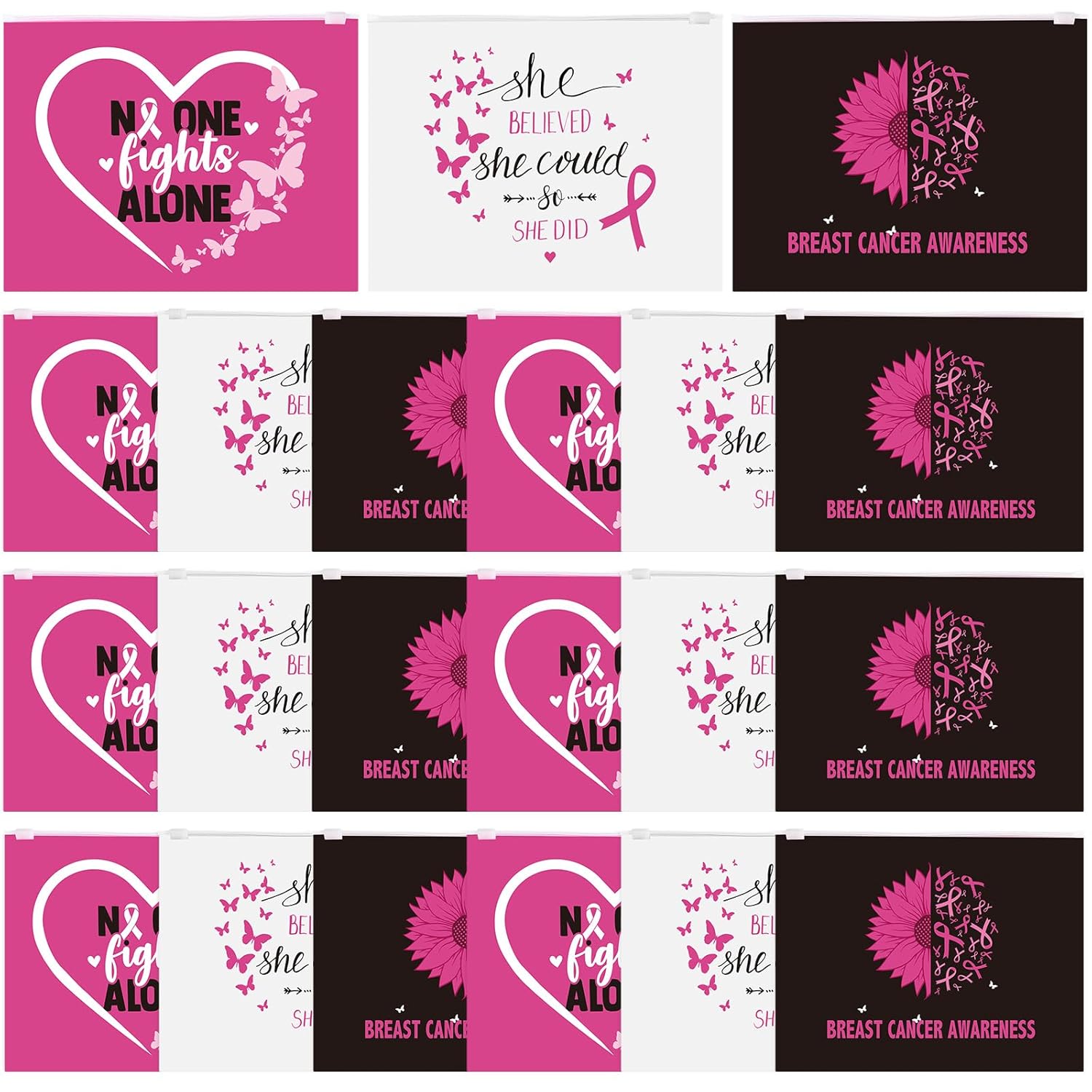 Amazon.com : Kajaia 120 Pcs Breast Cancer Awareness Makeup Bag Women ...